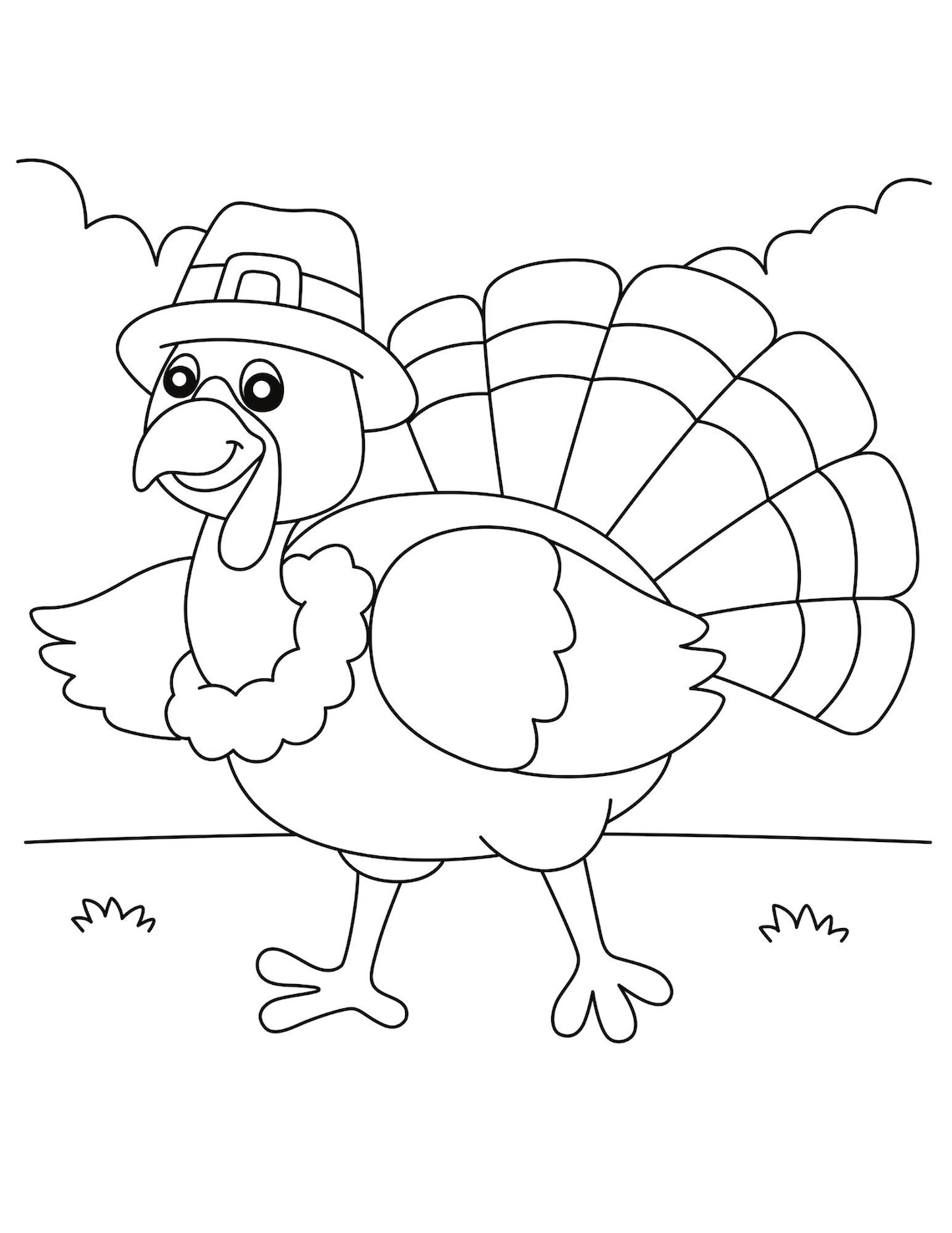 Thanksgiving Turkey Pilgrim Digital Download Coloring Page - Etsy