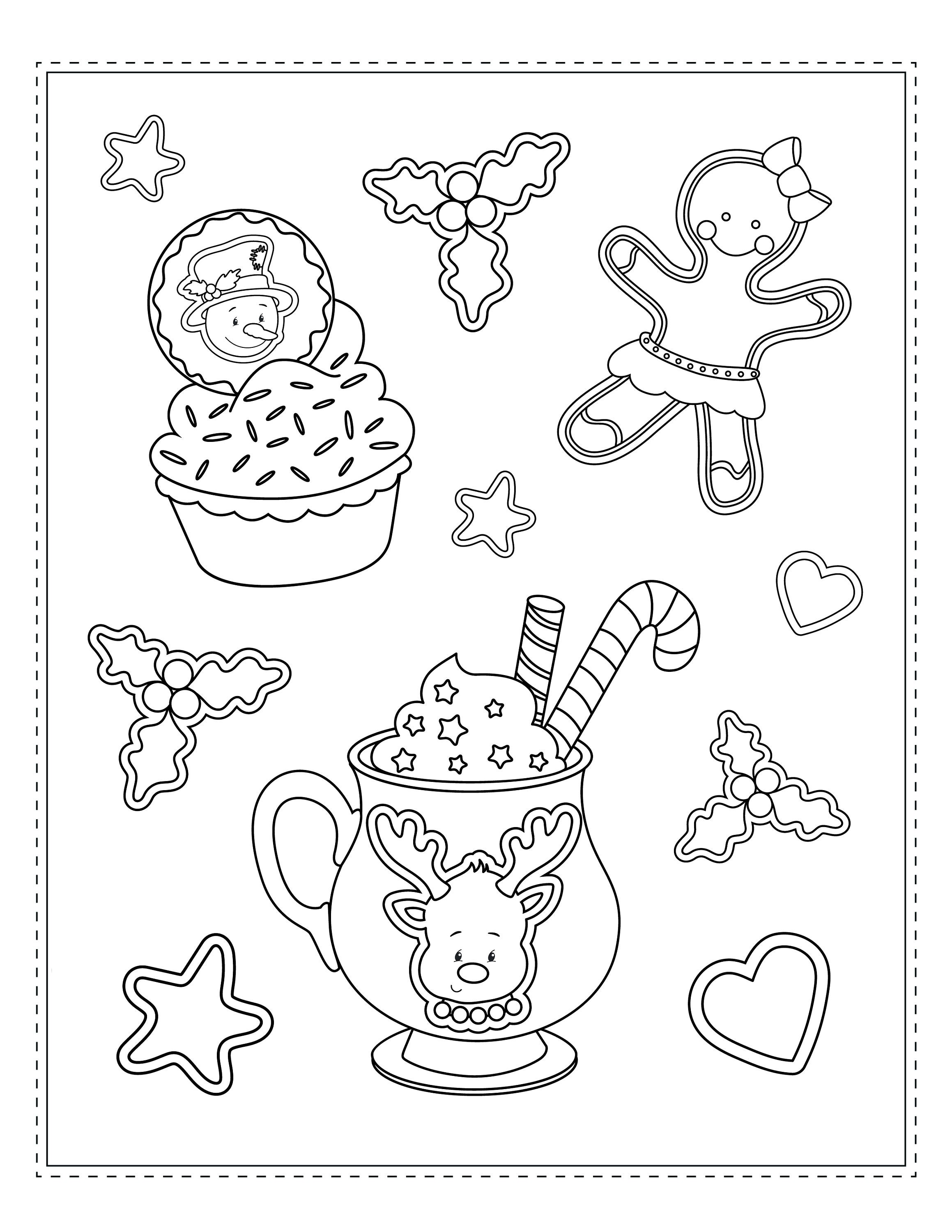 Cocoa and Cookies Coloring Pages Digital Printable Fun for Adults and ...