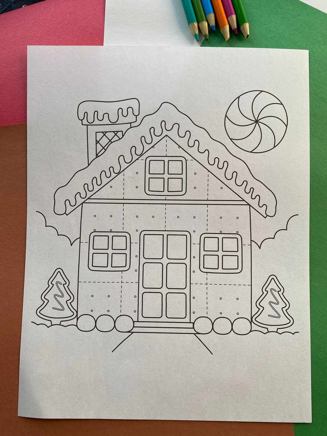 Gingerbread House, Coloring Page, Kids, Adults, Digital Download ...