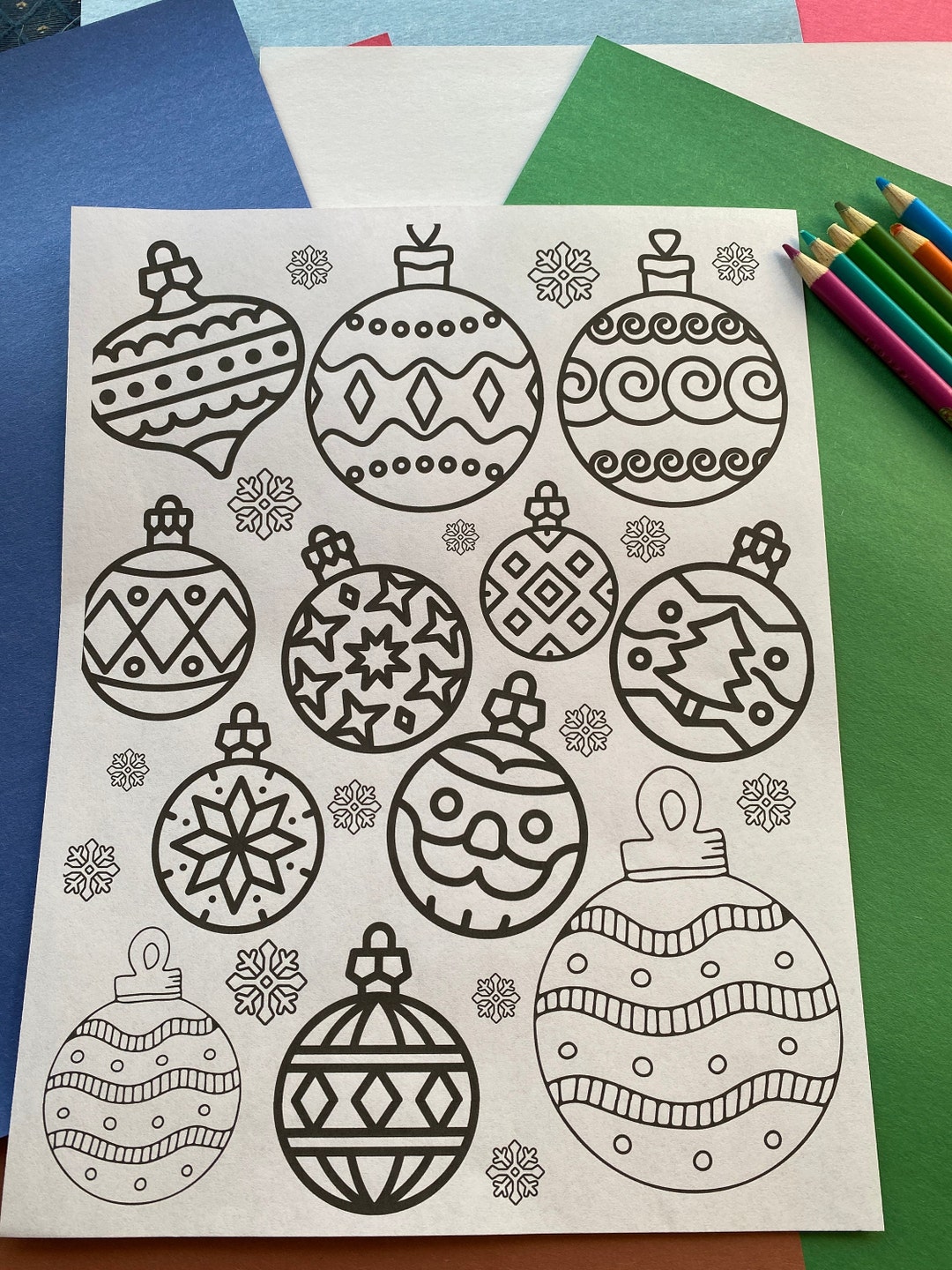 Christmas Ornaments, Coloring Page, Kids and Adults, Digital Download ...