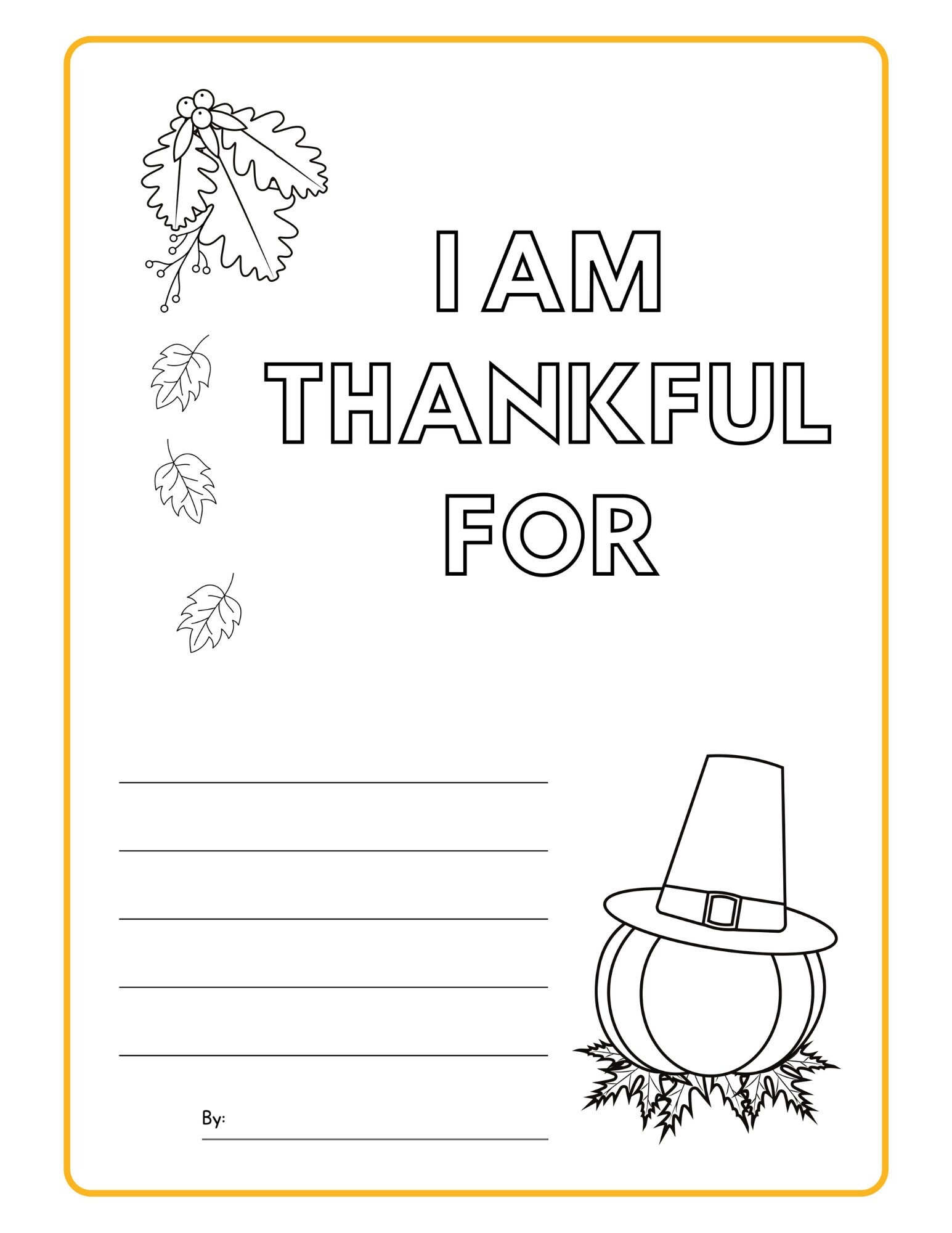 I Am Thankful for Thanksgiving Holiday Activity Digital Download ...