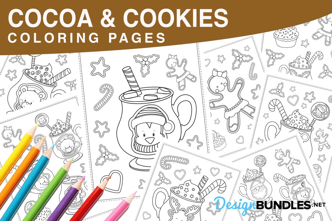 Cocoa and Cookies Coloring Pages - Digital Printable - Fun for Adults ...