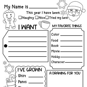 Letter to Santa Christmas Wish List Stockings Presents Gifts Digital ...