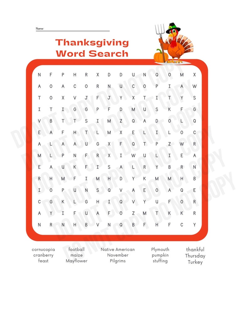 Thanksgiving Word Search Digital Download Printable - Etsy