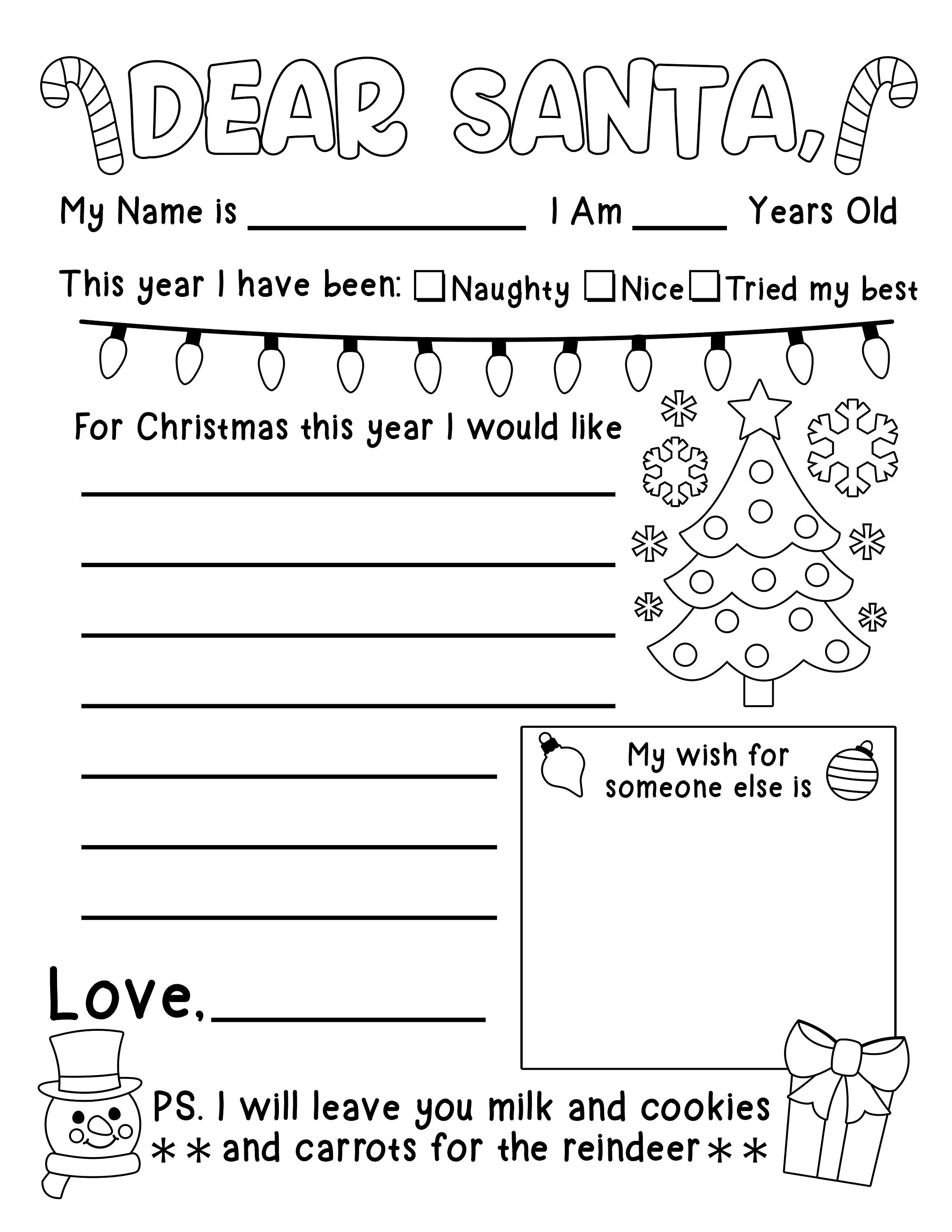 Letter to Santa Christmas Wish List Stockings Presents Gifts Digital ...