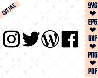 Social Media Icons Svg Social Icons Png Social Media Cutting - Etsy