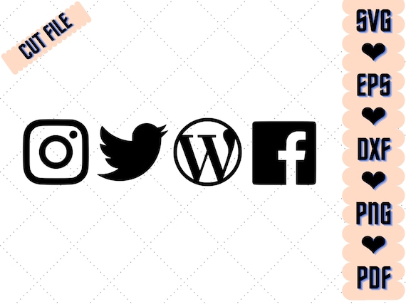 Social Media Icons Svg Social Network Vector DXF PNG Cut - Etsy
