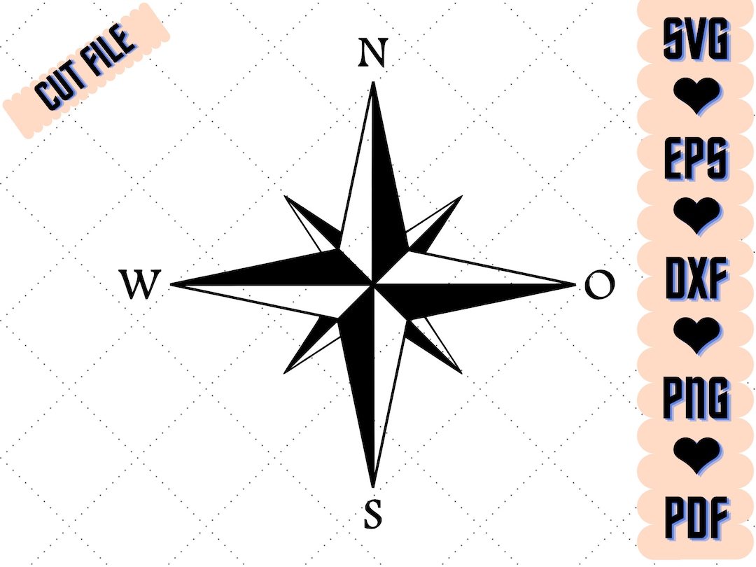 Compass Rose, Nautical Compass, Compass Star - Svg, Png, Pdf, Eps, Dxf ...