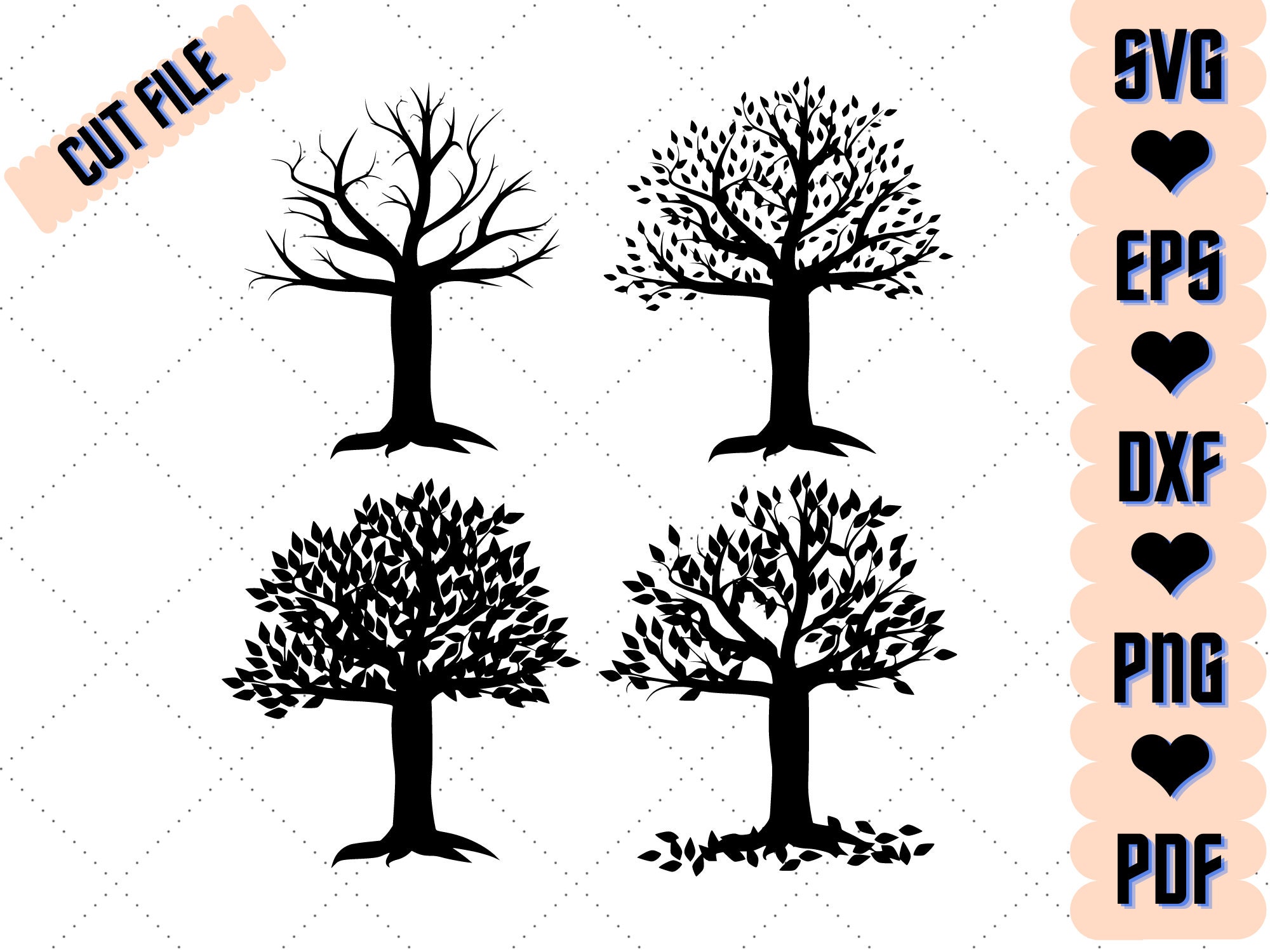 Tree Silhouette Svg Bundle Tree Svg Tree Silhouette Svg - Etsy