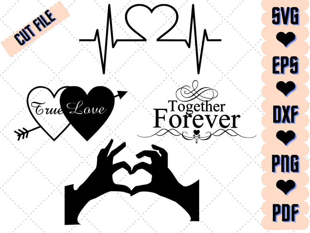 Valentine Bundle Heart Svg File for Cricut, Love Lettering SVG Word ...