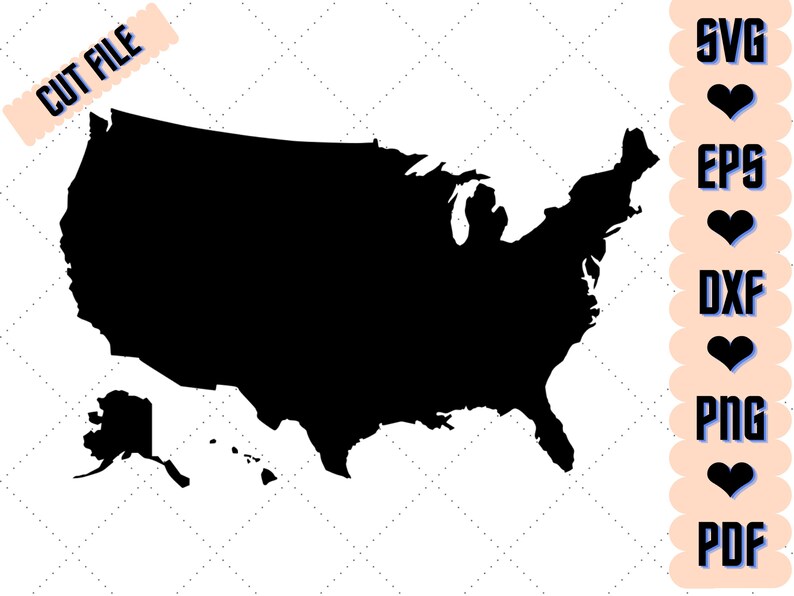 USA Map Instant Download SVG PNG Eps Dxf Pdf Digital - Etsy