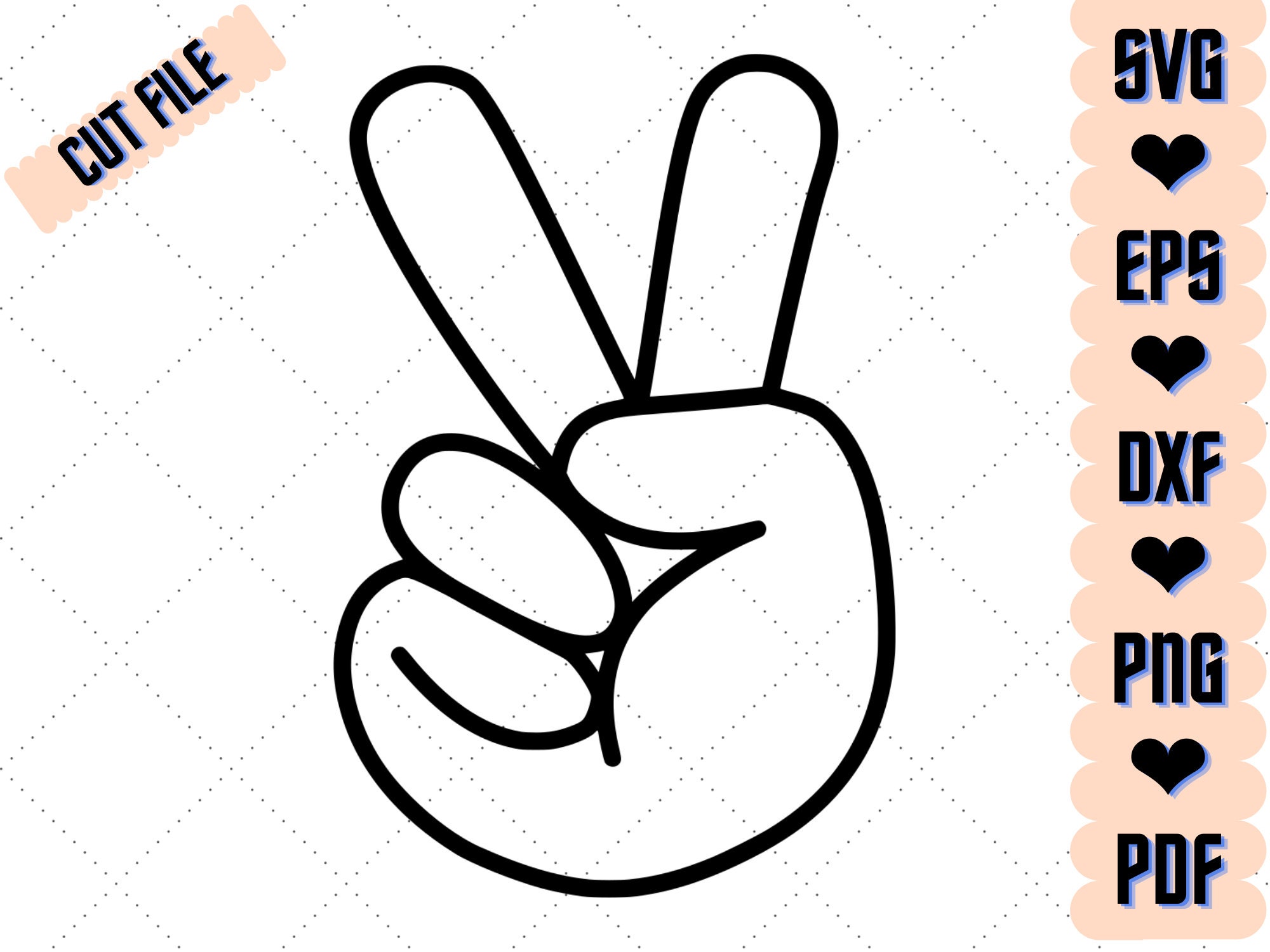 Peace Hand Instant Digital Download Svg Pdf Dxf Eps Png - Etsy