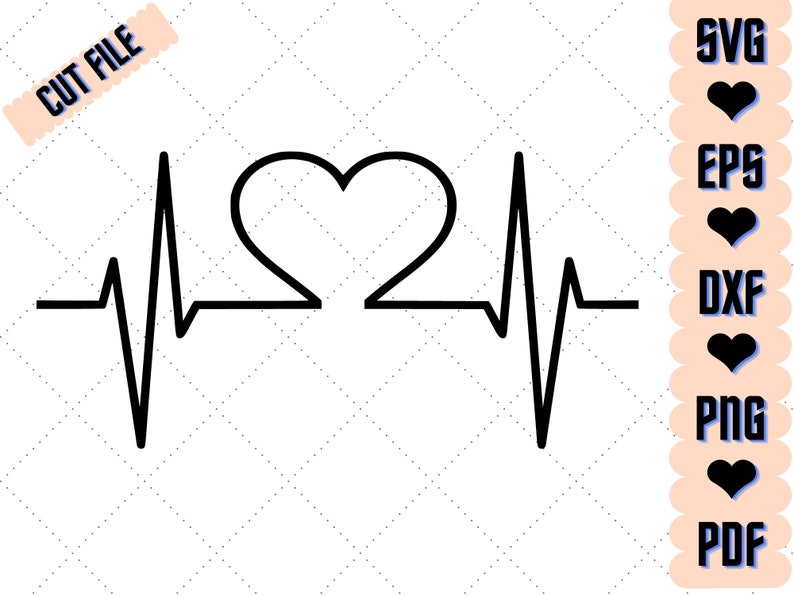 Heart Beat Svg Ekg Svg Heartbeat Clipart Vector Cut Files Circut