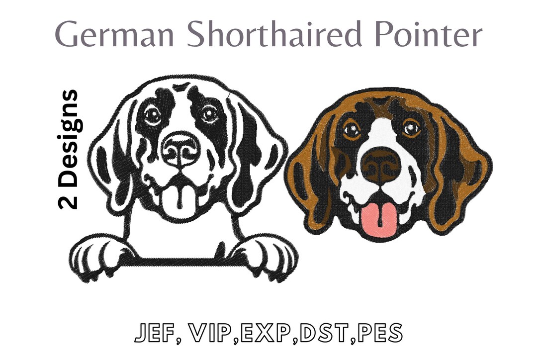 German Shorthaired Pointer, Embroidery Design, Easy Machine Embroidery ...