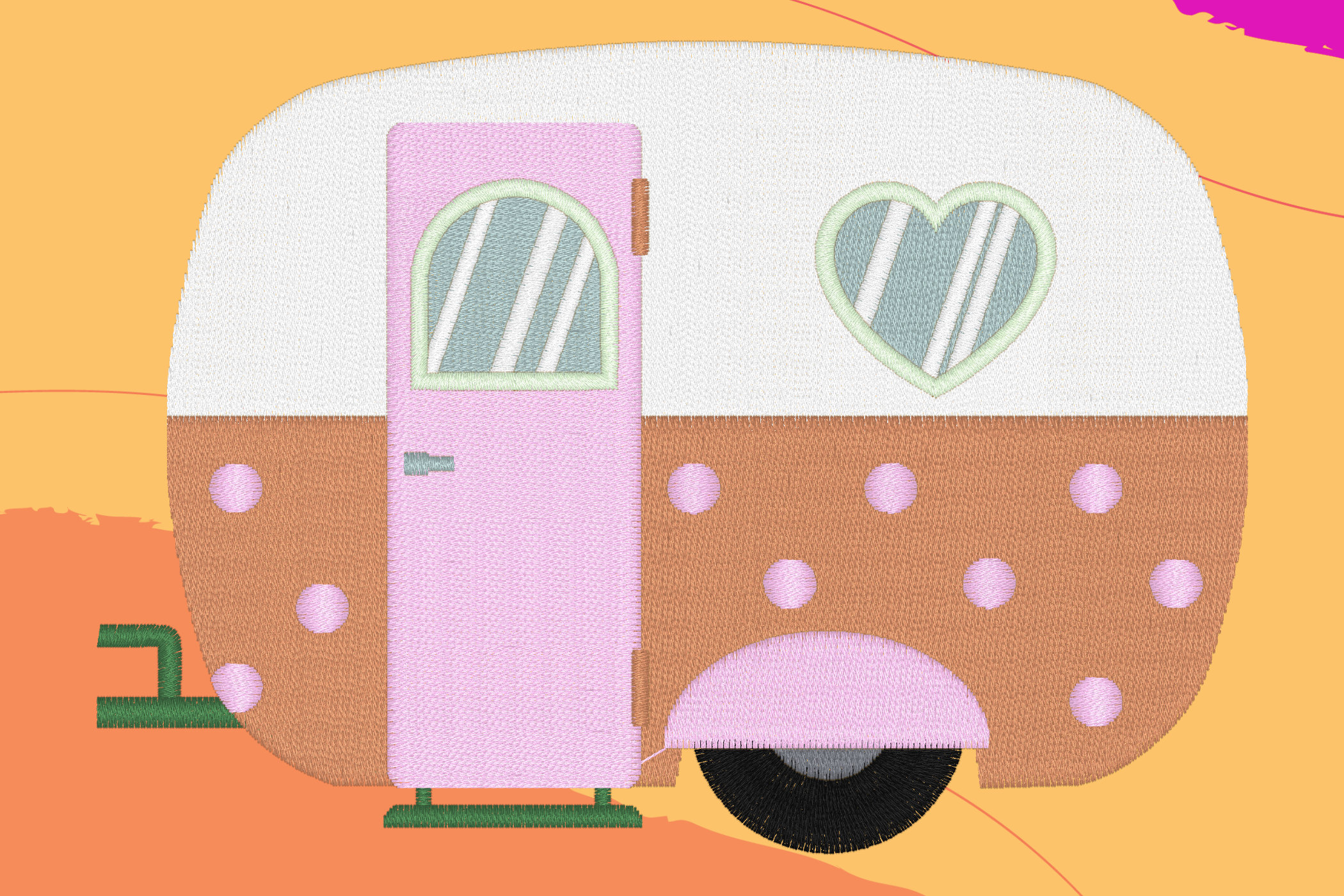 Caravan Easy Machine Embroidery Design, Stitched and Applique, Instant ...