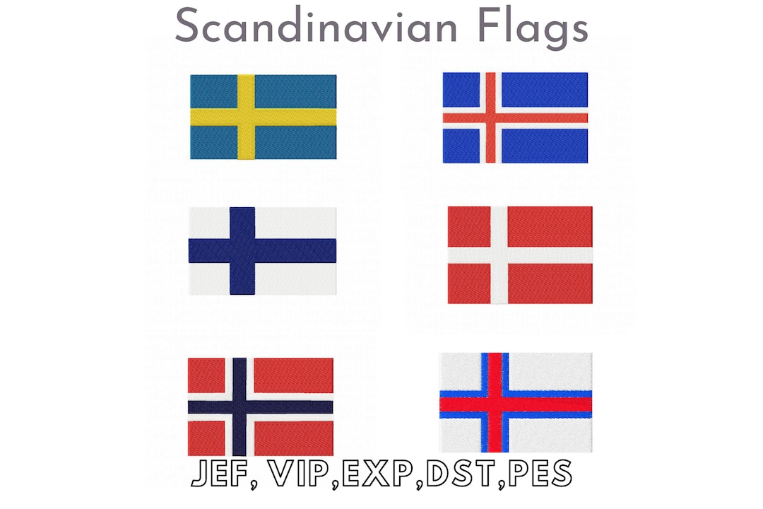 Scandinavian Flags Embroidery Design – Nordic Country Flag Set, Machine ...