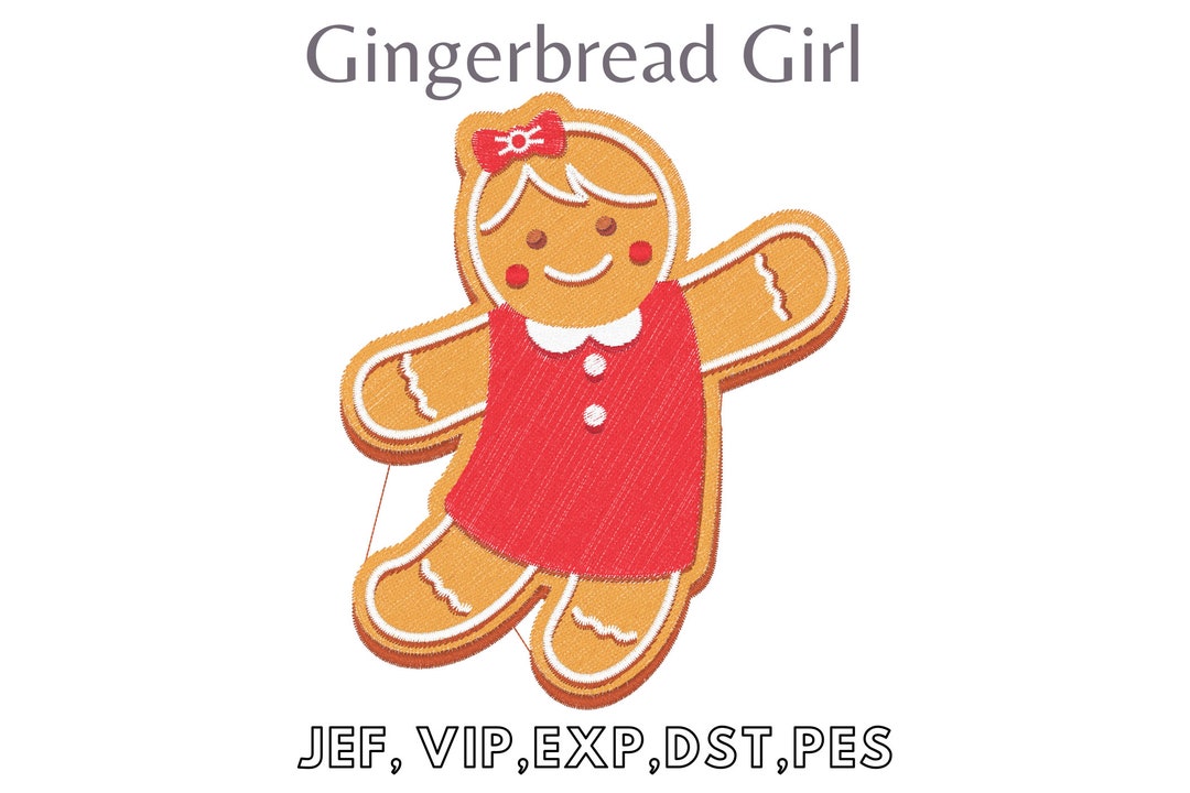 Gingerbread Girl Embroidery Design, Easy Machine Embroidery, Digital ...