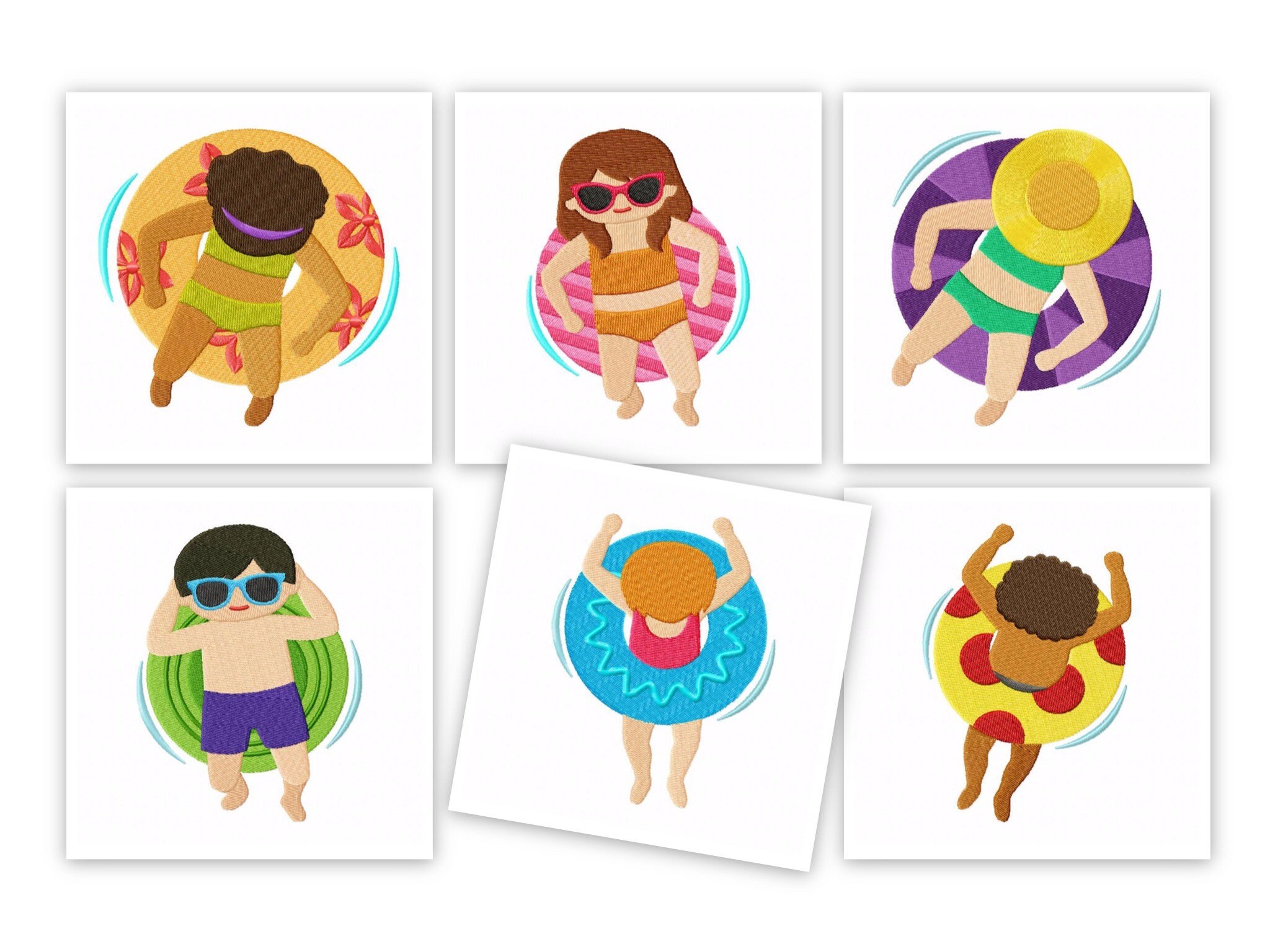Kids Floaties Embroidery Design Pack Digital Machine - Etsy