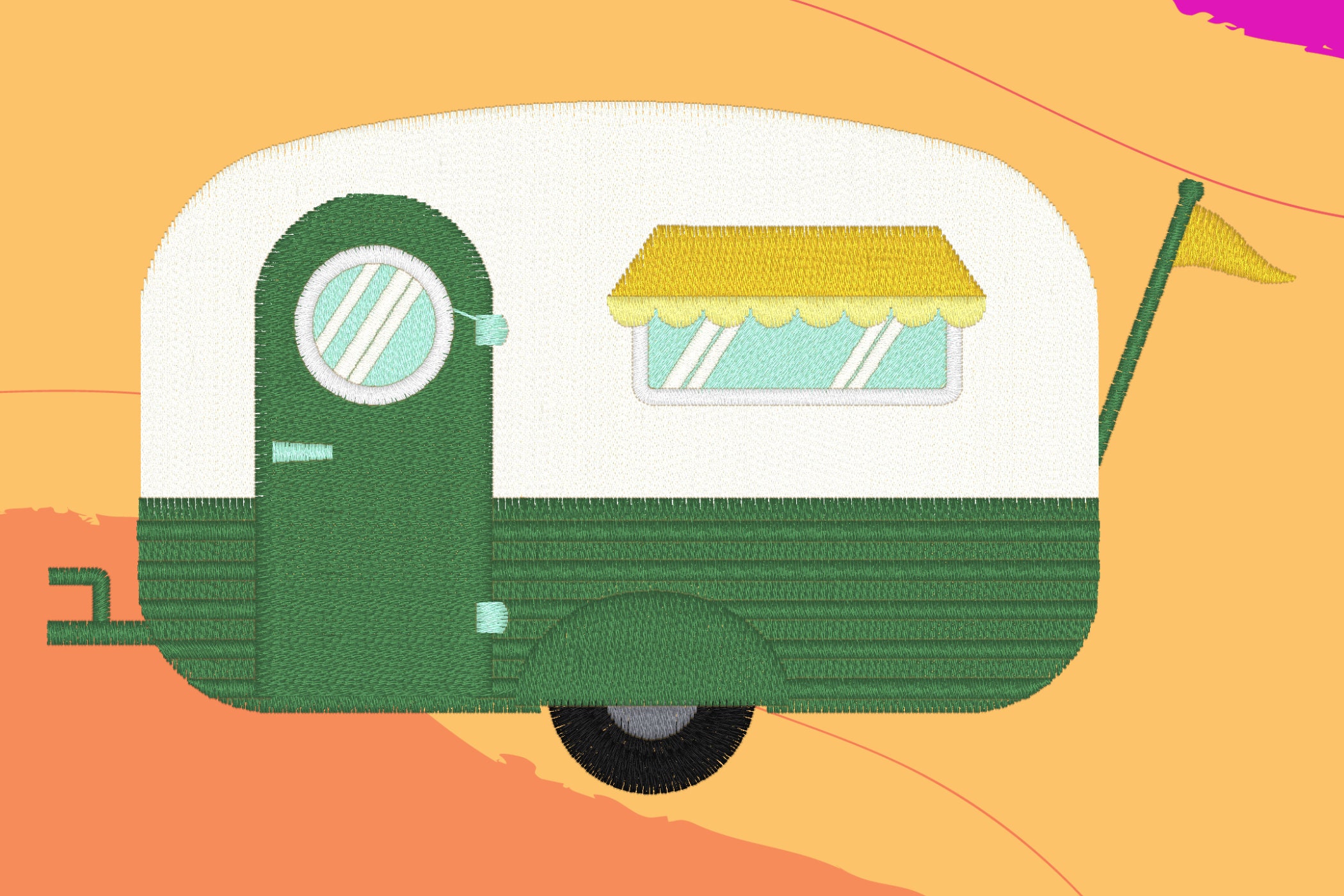 Caravan Easy Machine Embroidery Design Stitched and Applique - Etsy