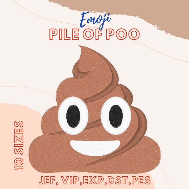 Emoji, Pile of Poo, Embroidery Design, Instant Download - Etsy