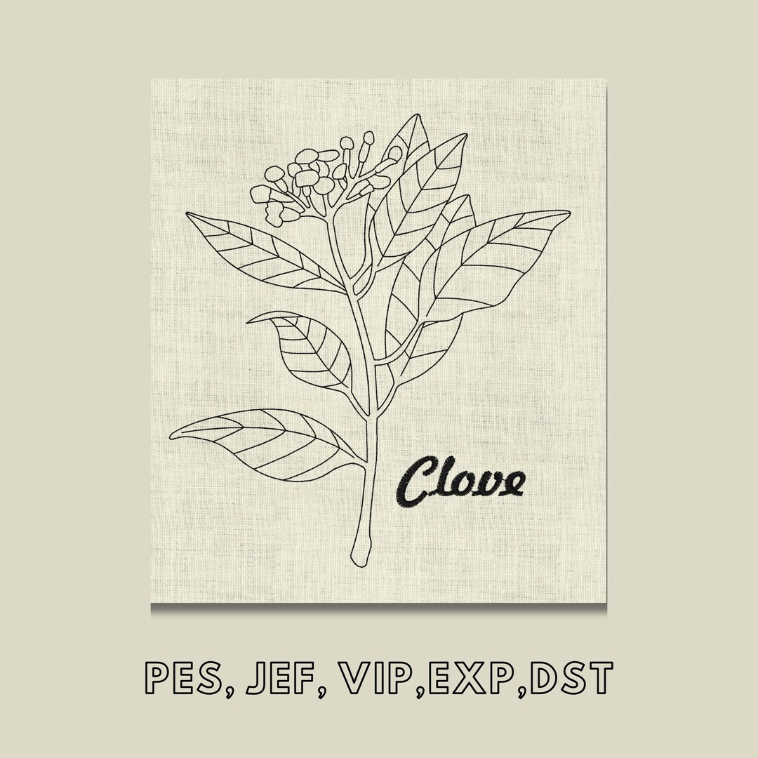 Clove Plant Embroidery Design, Botanical Herbs, Easy Machine Embroidery ...