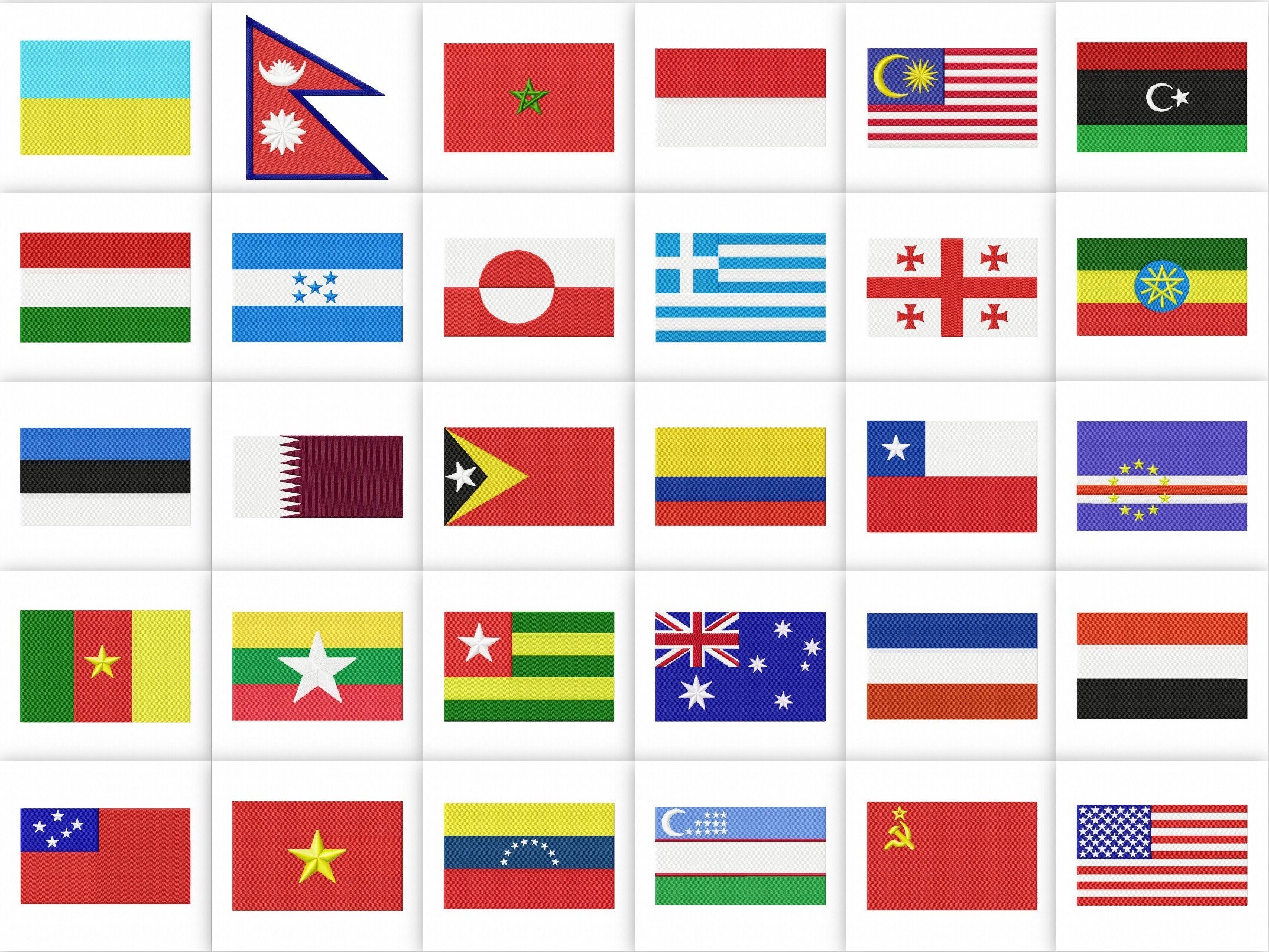 World Flags Designs 100 Countries Machine Embroidery Files - Etsy