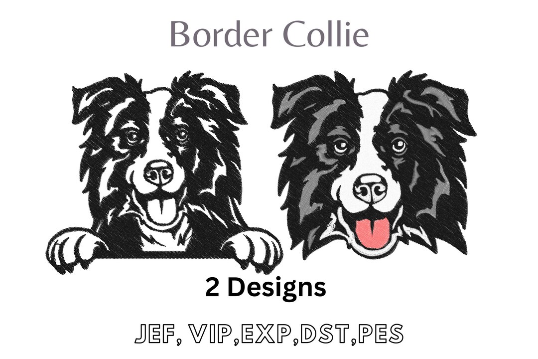 Border Collie, Easy Machine Embroidery, Digital File - Etsy