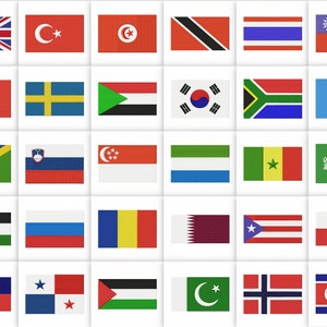 World Flags Designs - 100 Countries, Machine Embroidery Files, Instant ...