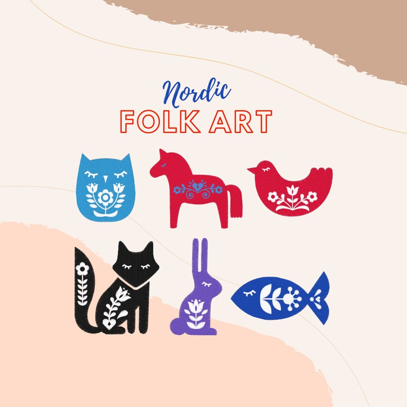 Set of 6 Nordic Patterns Embroidery Design Pack - Etsy