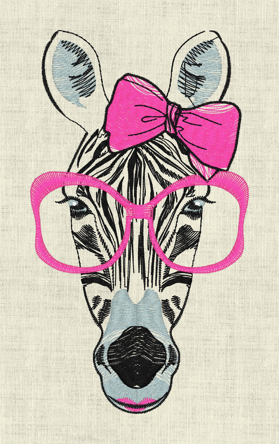 Hipster Zebra, Easy Machine Embroidery, Digital File - Etsy