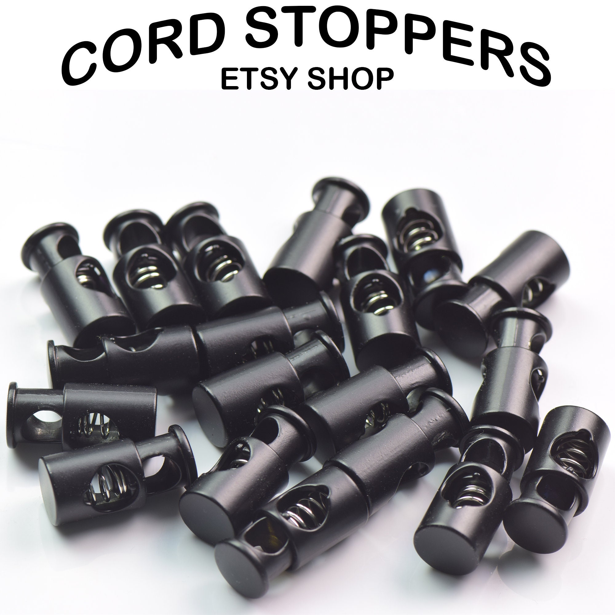 MATTE BLACK Metal Classic Cord Stoppers Lace Locks for Shoelaces Laces ...