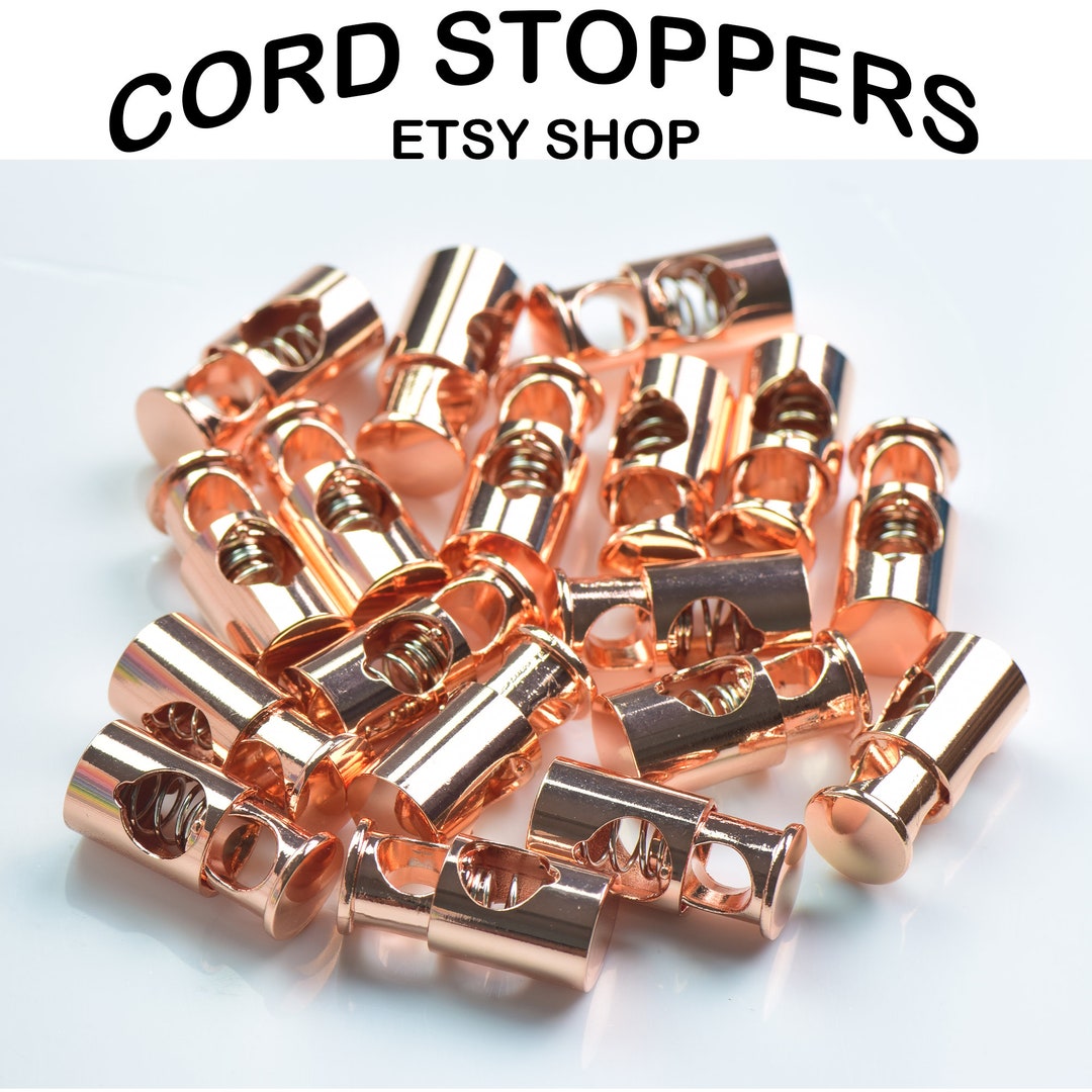 ROSE GOLD Plated Metal Classic Cord Stoppers Lace Locks for Shoelaces ...