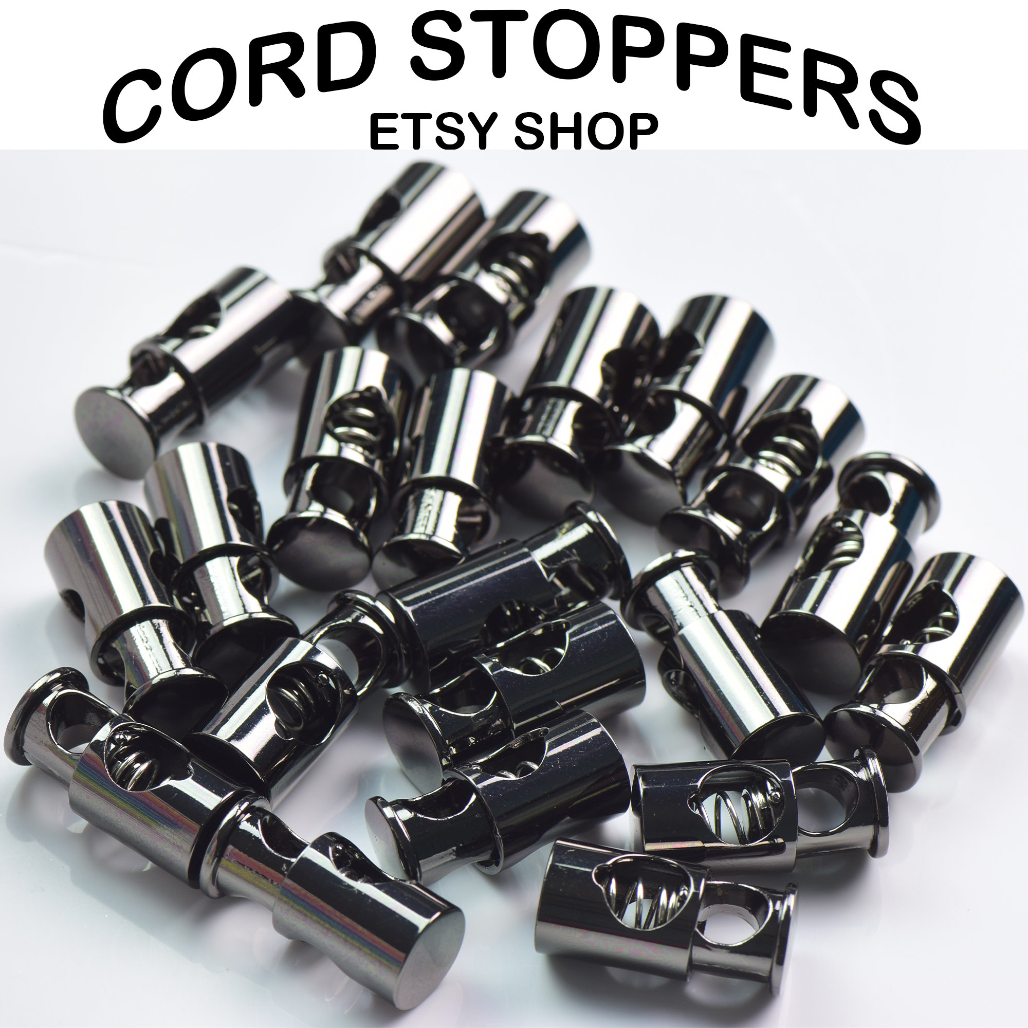 GUNMETAL PLATED Metal Classic Cord Stoppers Lace Locks for Shoelaces ...