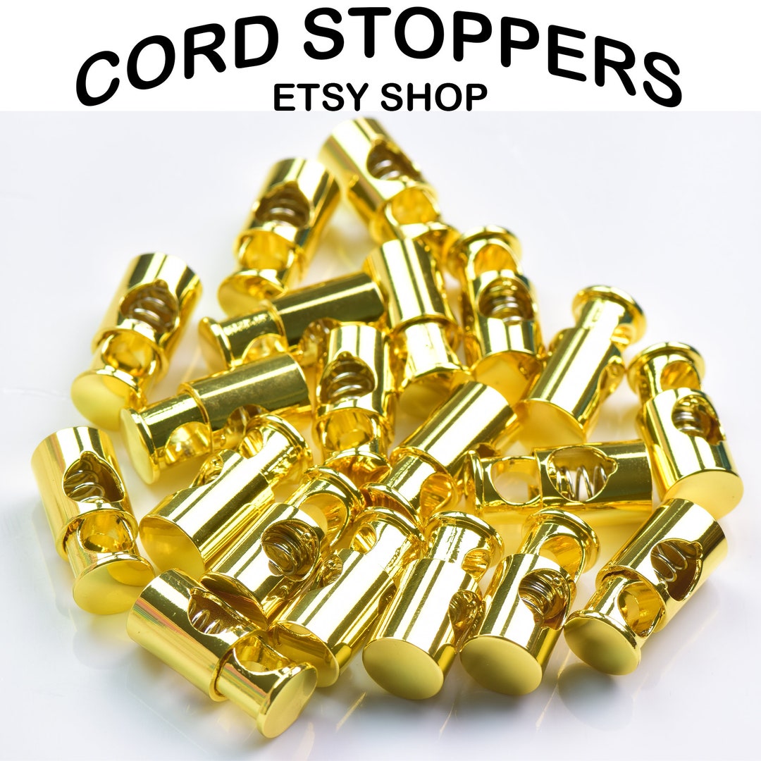 GOLD PLATED Metal Classic Cord Stoppers Lace Locks for Shoelaces Laces ...