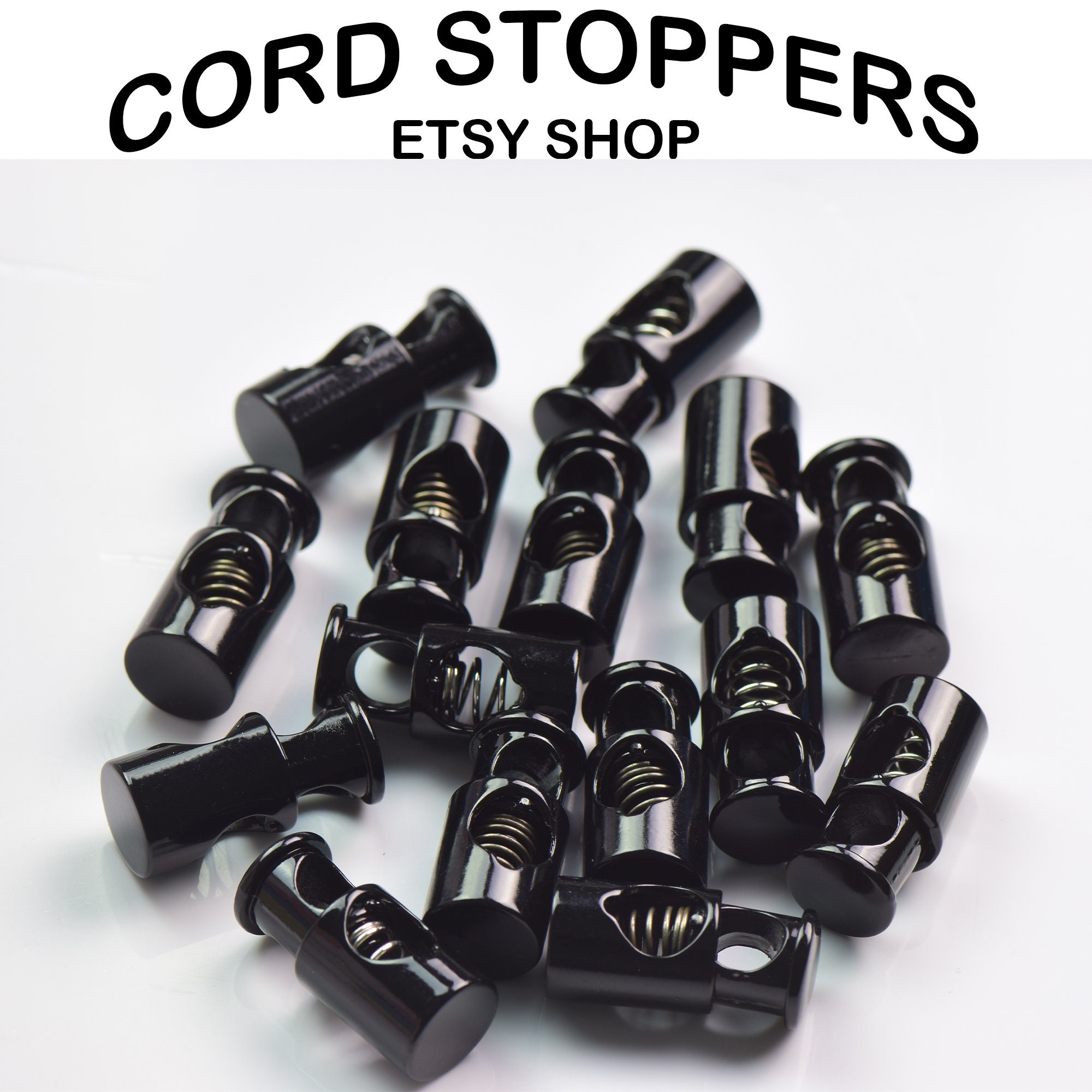 BLACK Metal Classic Cord Stoppers Lace Locks for Shoelaces Laces ...