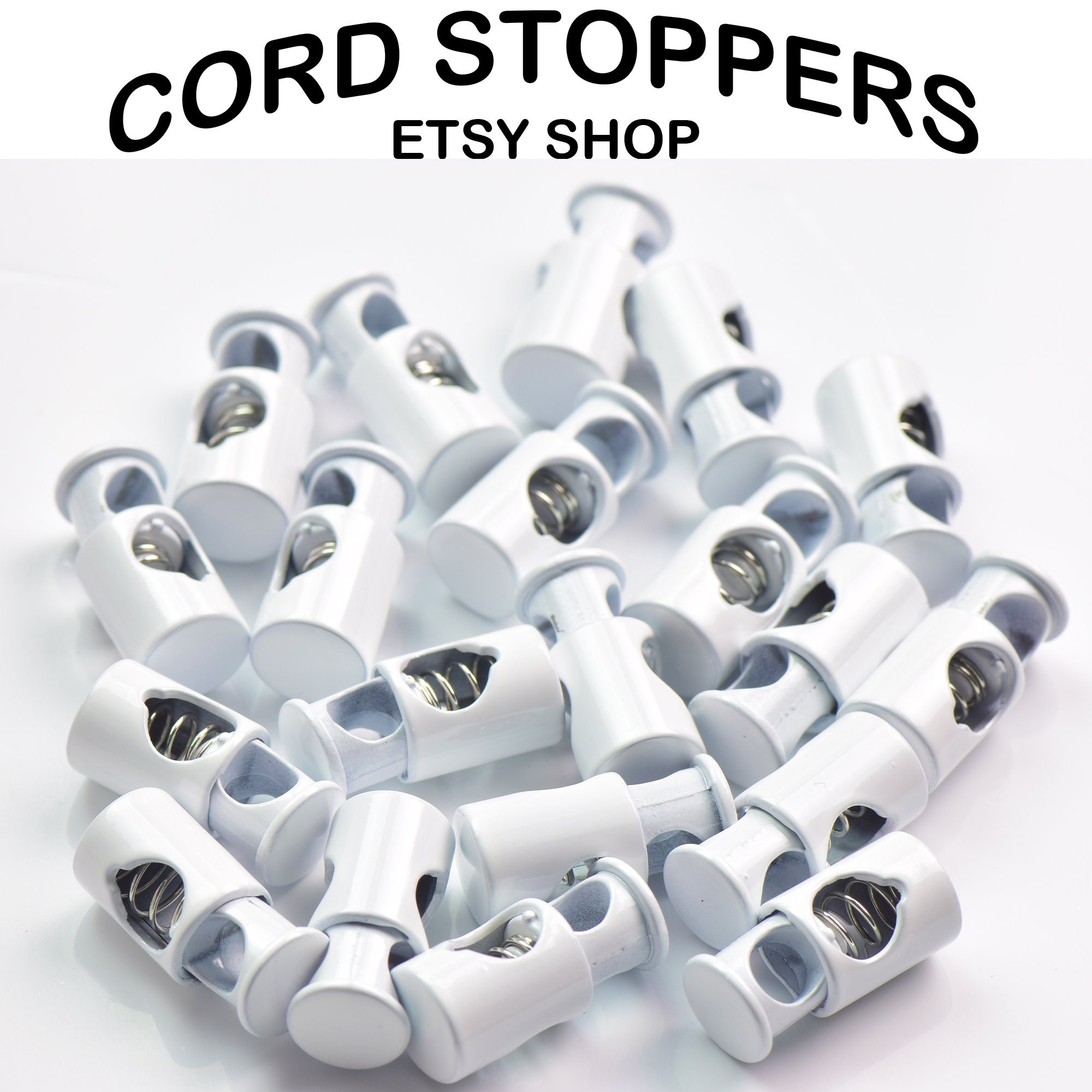 WHITE Metal Classic Cord Stoppers Lace Locks for Shoelaces Laces ...