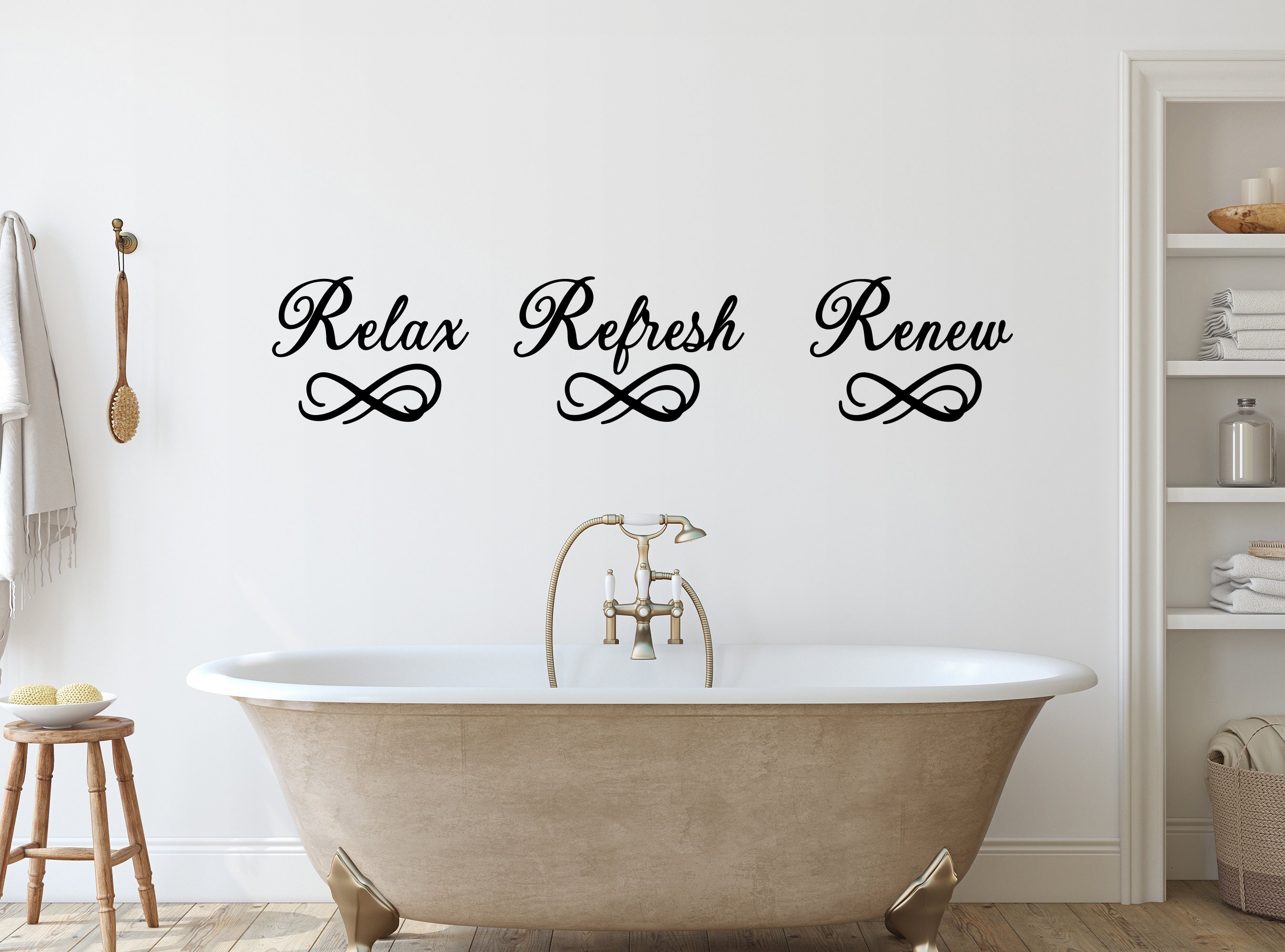 Home & Living Bathroom Home Decor Relax Refresh Renew Wall Decal ...