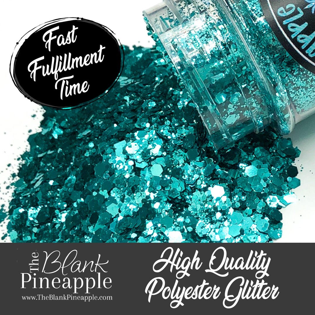 Tealish Chunky Mix Metallic Glitter, 2oz Shaker Bottle (56g), Teal ...
