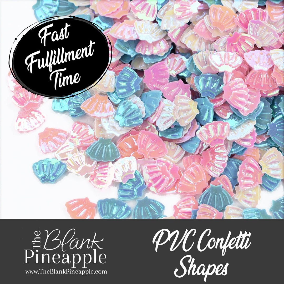 Coral Escape Mermaid Seashells PVC Confetti, 2oz Bag (56g), Iridescent ...
