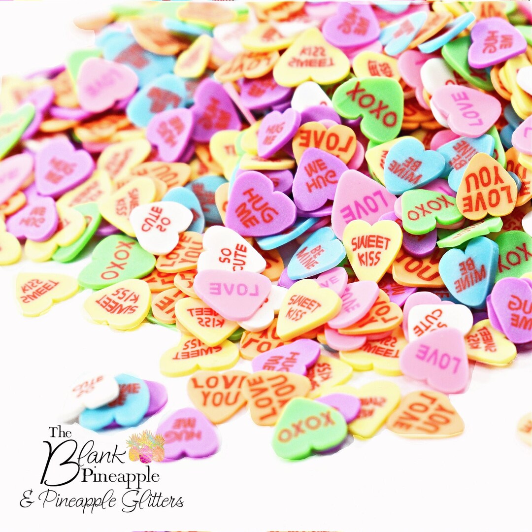Fimo Shapes, Conversation Hearts Polymer Clay Pieces 2oz Resealable Bag ...