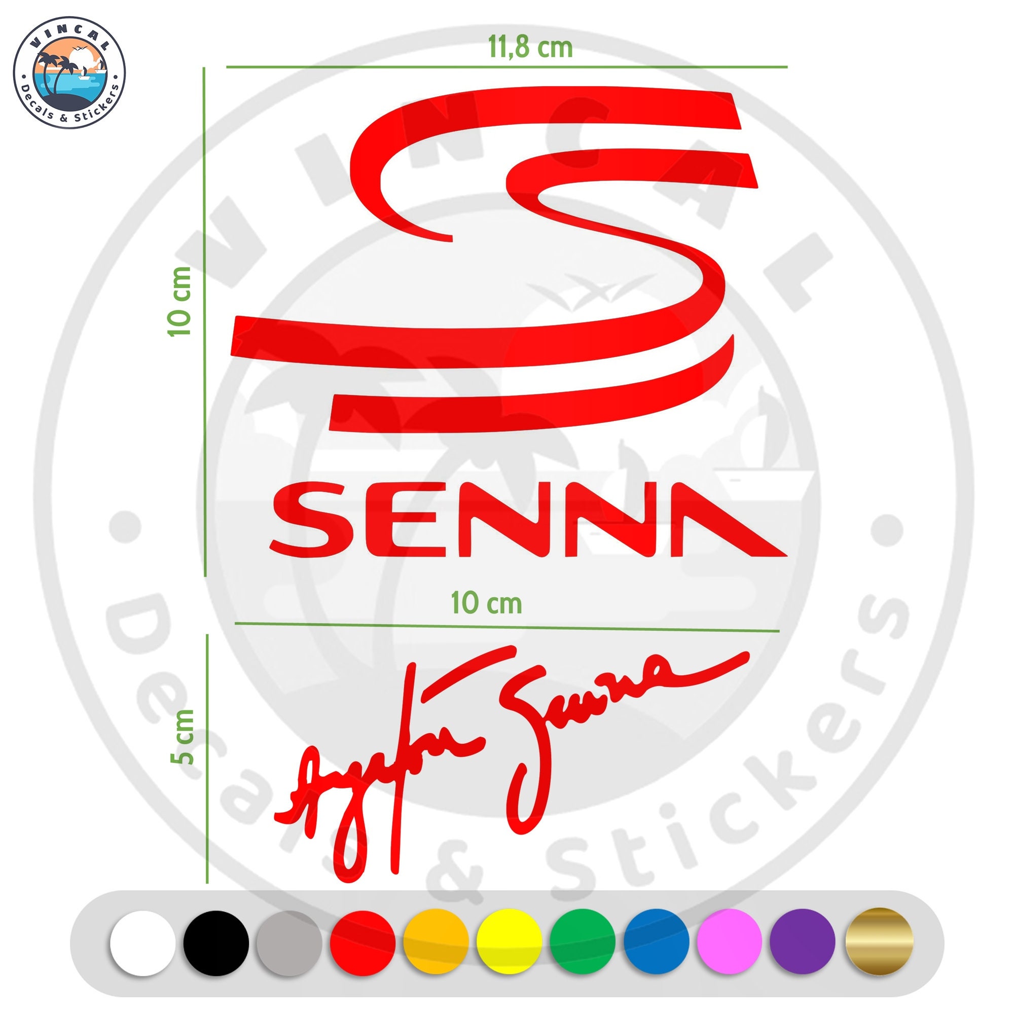 X2 Stickers Ayrton Senna Logo and Signature Airton Sena Vinyl Adhesive ...