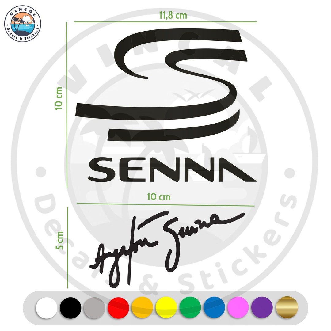 X2 Stickers Ayrton Senna Logo and Signature Airton Sena Vinyl Adhesive ...