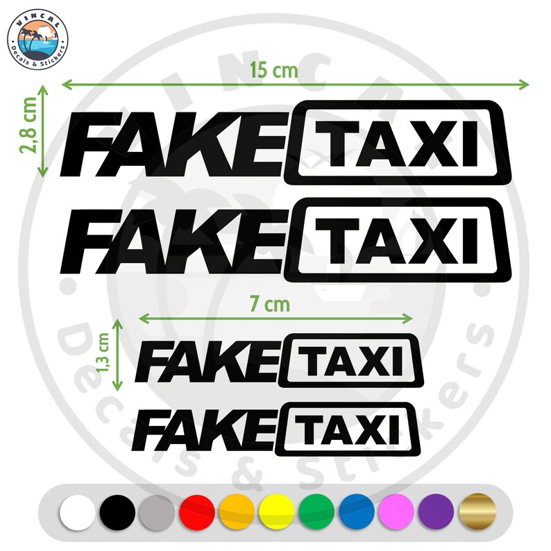 4x Fake Taxi Logo Sticker Vinyl Adhesive Decal Vinyl Snow Car Motorbike ...