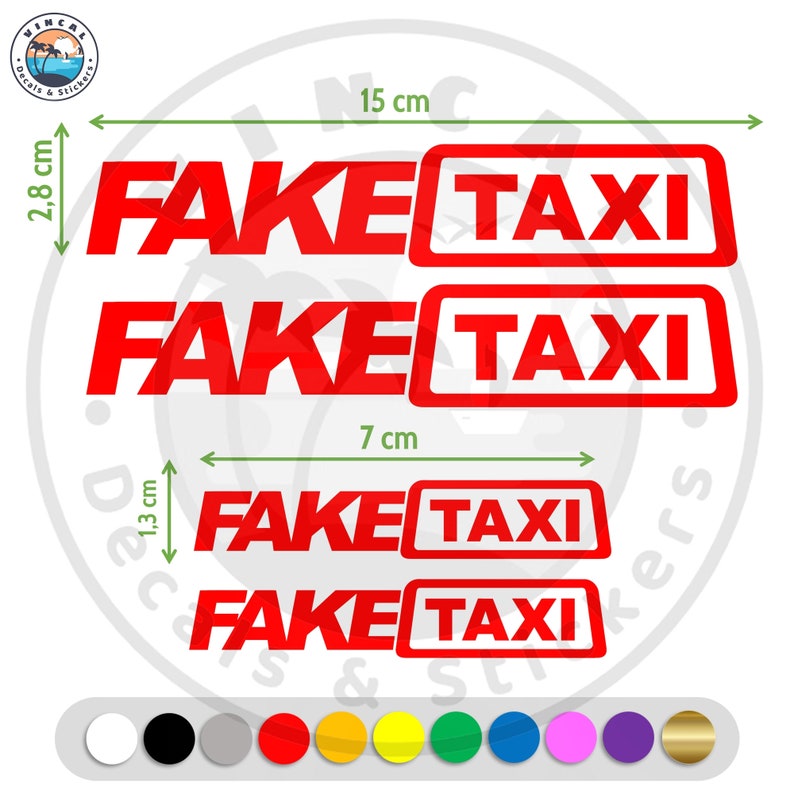 4x Fake Taxi Logo Sticker Vinyl Adhesive Decal Vinyl Snow Car Motorbike ...
