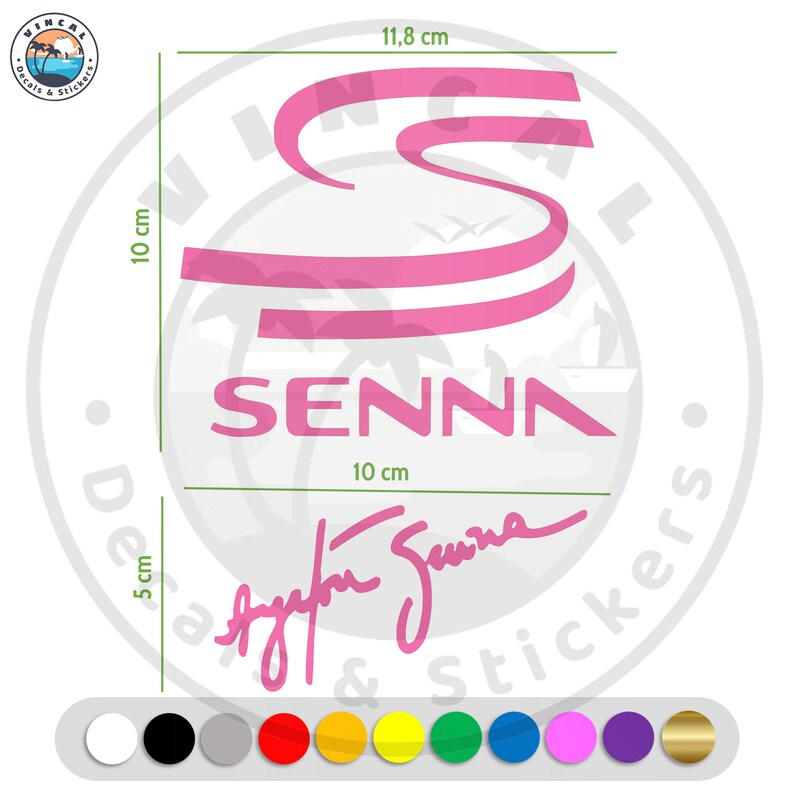 X2 Stickers Ayrton Senna Logo and Signature Airton Sena Vinyl Adhesive ...