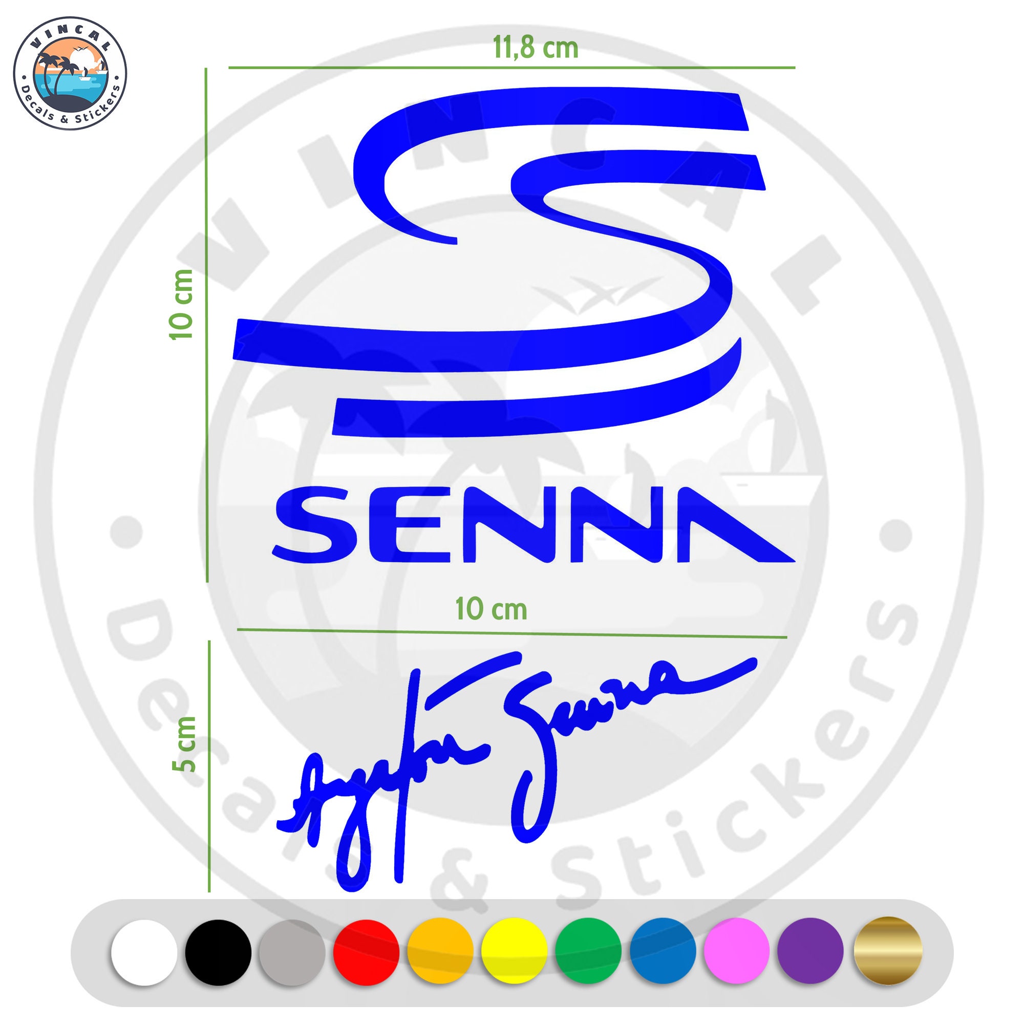 X2 Stickers Ayrton Senna Logo and Signature Airton Sena Vinyl Adhesive ...