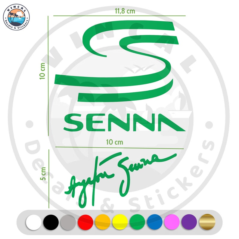 X2 Stickers Ayrton Senna Logo and Signature Airton Sena Vinyl Adhesive ...