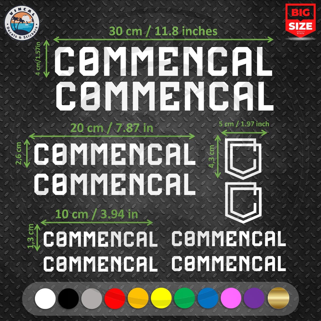 Commencal XL Logo Bike Bicycle Stickers Decals Vinyl Adhesive Vinyl ...