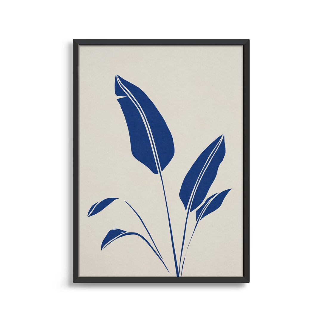 Printable Blue Leaves Wall Art / Botanical Poster / Instant Download ...