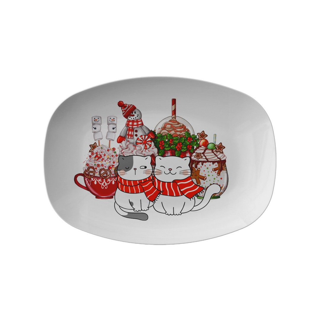 Meowy Cats With Coffee Platter | Dinnerware | Party Tray | Christmas Dinnerware | Serving ...